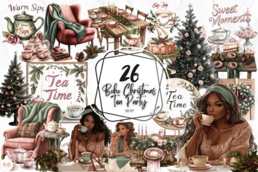 Cozy Nights Clipart PNG Bundle, Watercolor Winter, Cozy Winter, Tea ...
