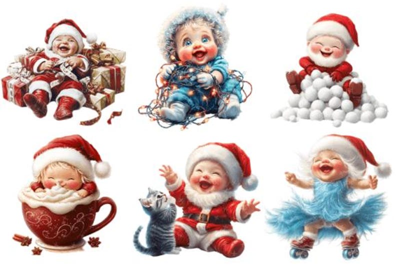 Cute Bundle PNG Baby Watercolor Clipart Bundle Transparent Png Instant ...