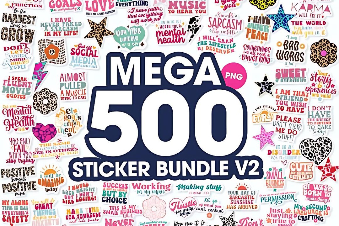 Mega PNG Sticker Bundle, Sticker Bundle, Motivational, Inspirational ...
