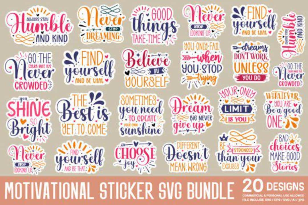 Mega PNG Bundle Motivational Quotes Svg, Stickers Bundle, Inspirational ...