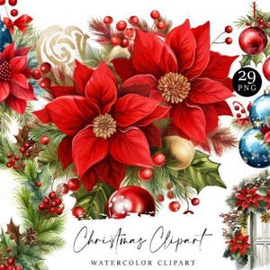 Christmas Bundle Card Sublimation Digital Printing Watercolor Clipart ...