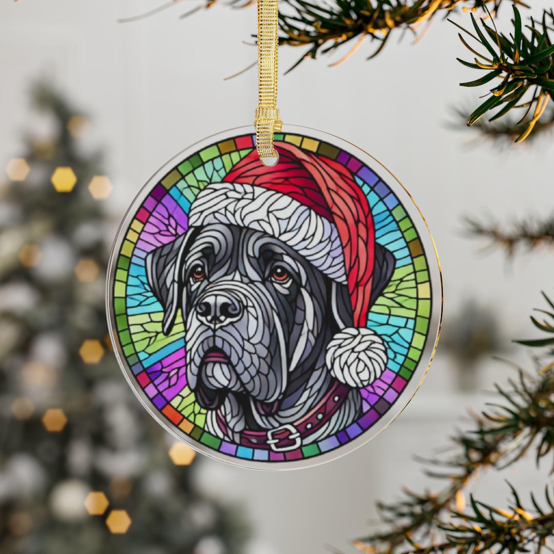 Cane Corso Stained Glass Dog Portrait Acrylic Christmas Ornament ...