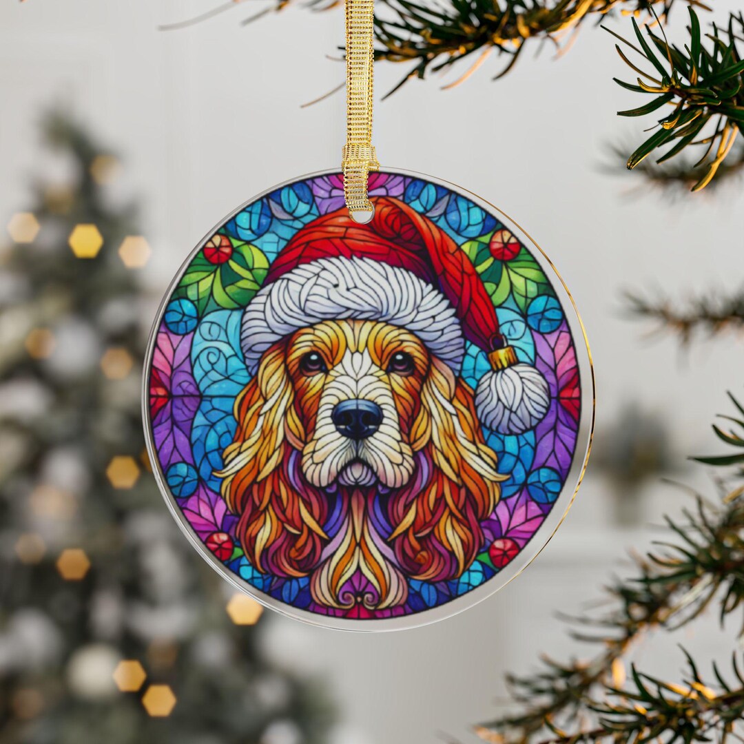 Cocker Spaniel Stained Glass Dog Portrait Acrylic Christmas Ornament ...