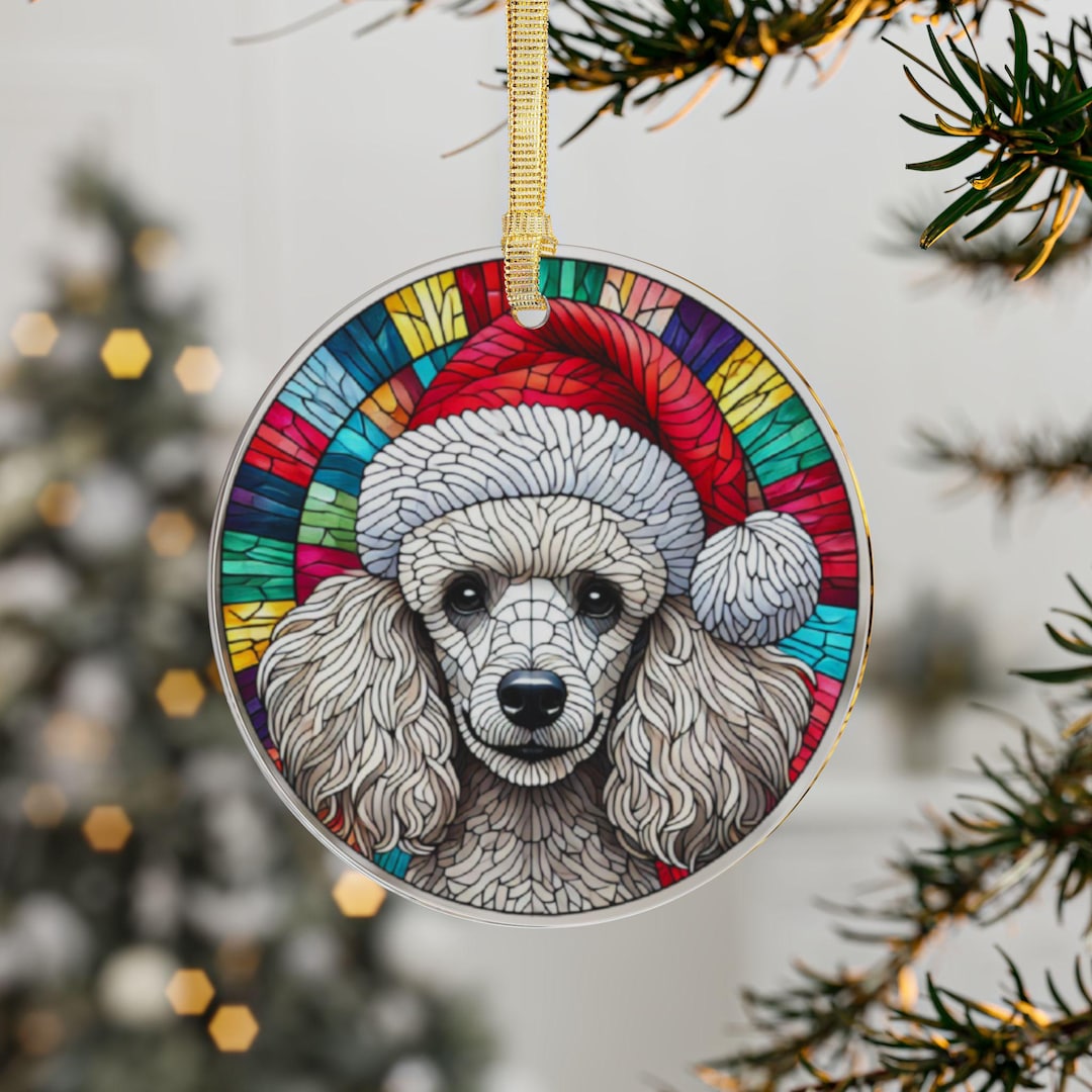 Poodle Stained Glass Dog Portrait Acrylic Christmas Ornament-beautiful ...
