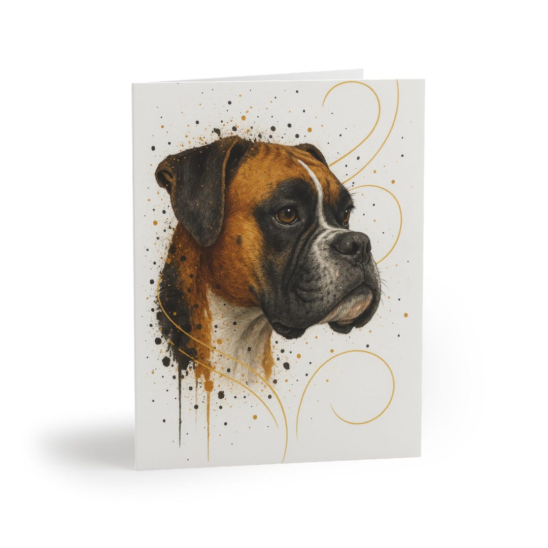 Boxer Elegant Dog Portrait Set of 8 Greeting Cards, Beautiful Unique ...