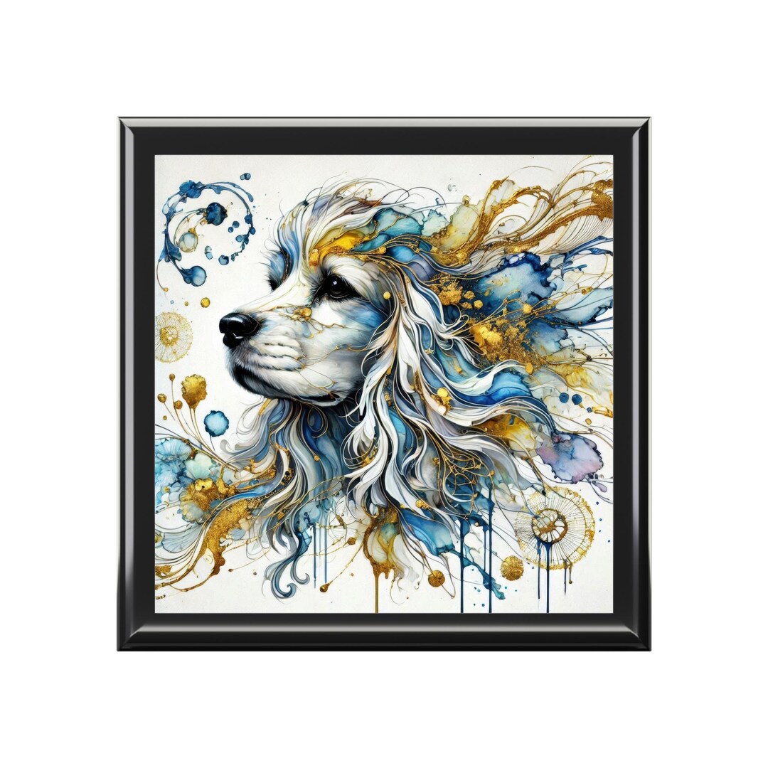 Cocker Spaniel Dog Artistic Jewelry Box Unique Colorful Design, Pet ...