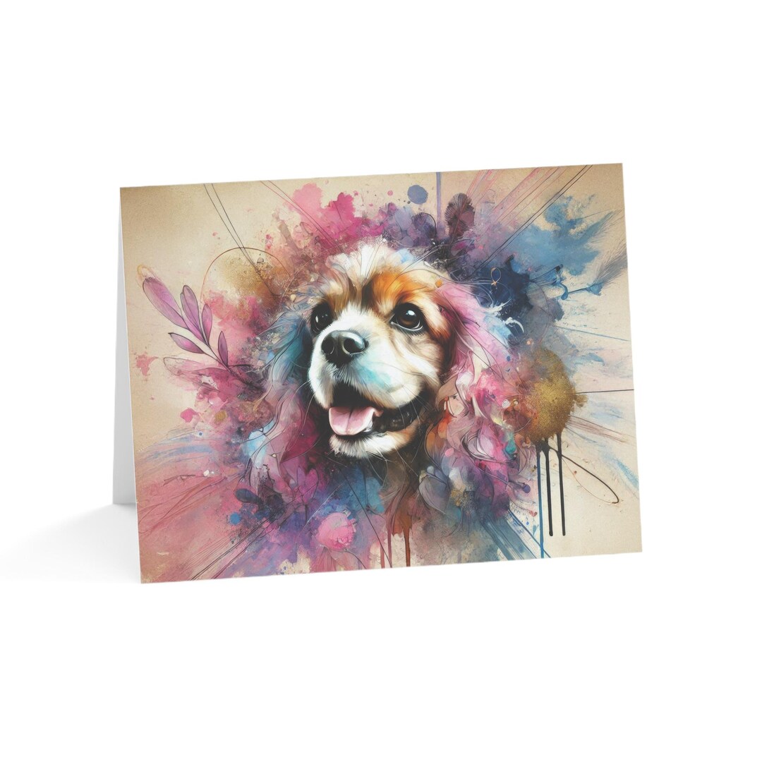 Cocker Spaniel Custom Splash Art Dog Design Set of 10 Greeting Cards ...