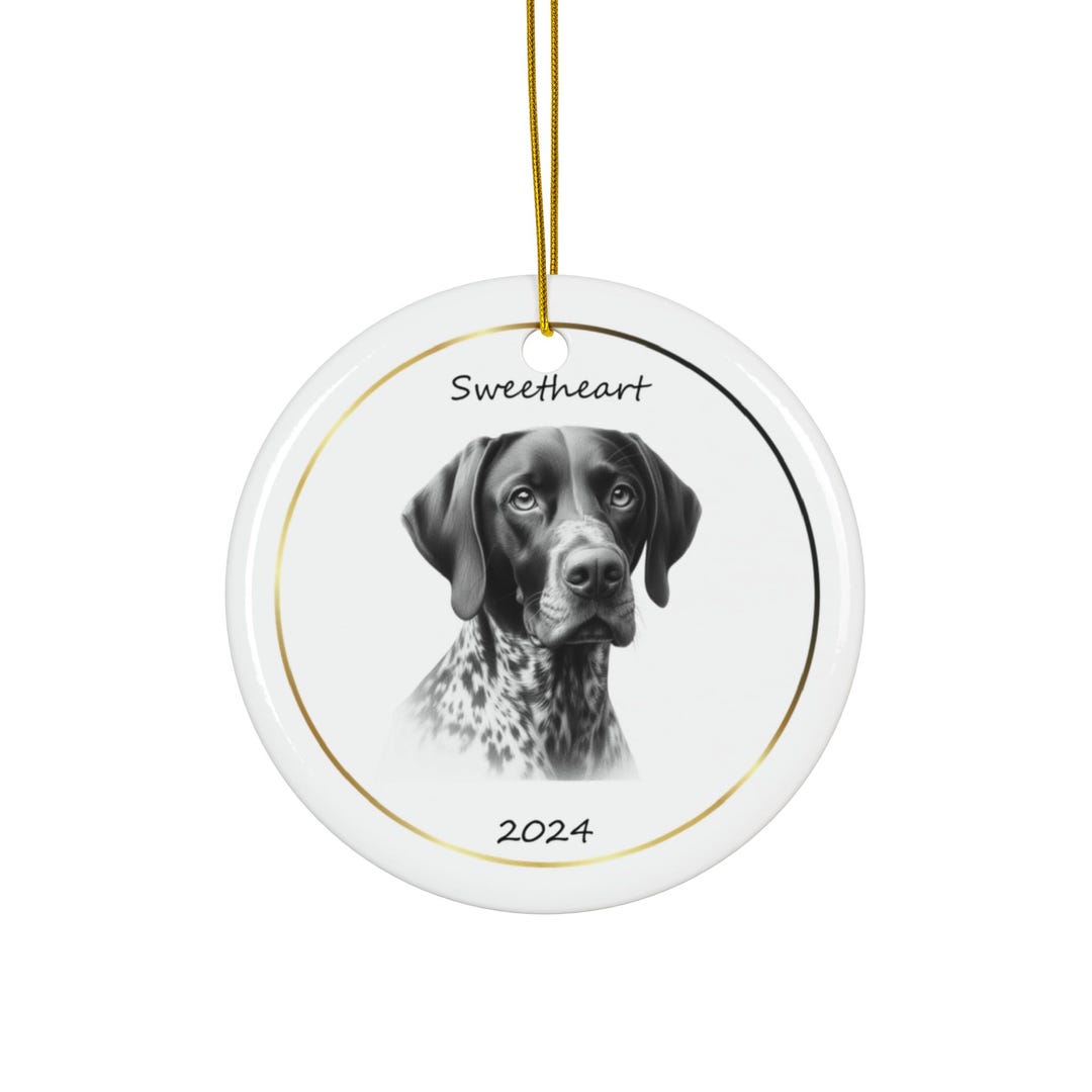 German Shorthaired Pointer Ornament, Detailed Black/white Sketch ...