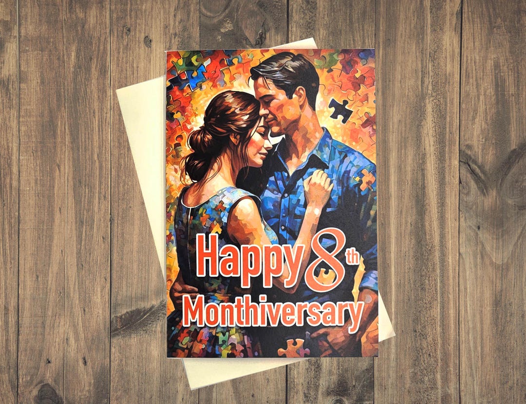 8th Month Anniversary Card, Happy 8th Monthiversary, Monthly ...