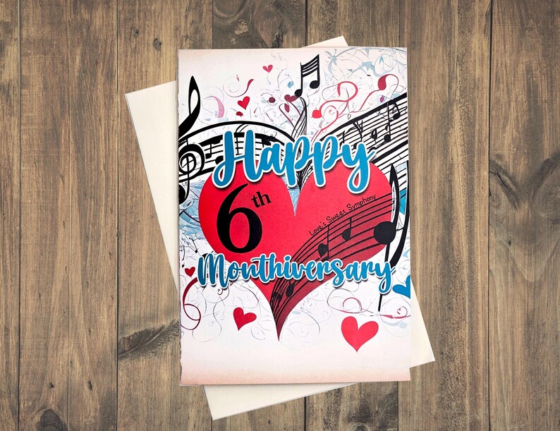 6th Month Anniversary Card, Happy 6th Monthiversary, Monthly ...