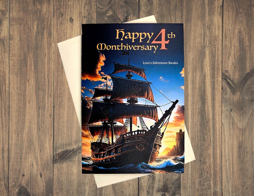 4th Month Anniversary Card, Happy 4th Monthiversary, Monthly ...