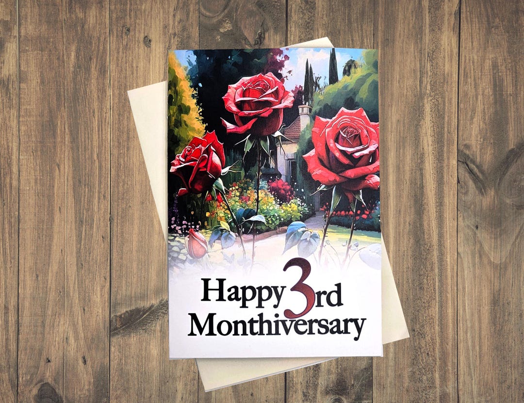 3rd Month Anniversary Card, Happy 3rd Monthiversary, Monthly ...