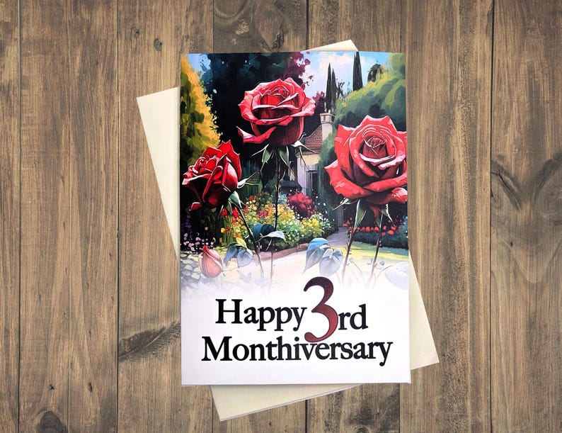 3rd Month Anniversary Card, Happy 3rd Monthiversary, Monthly ...