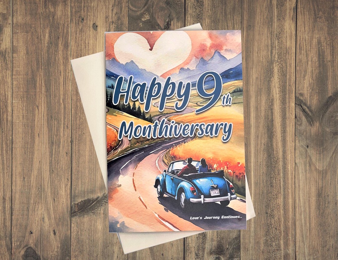 9th Month Anniversary Card, Happy 9th Monthiversary, Monthly ...