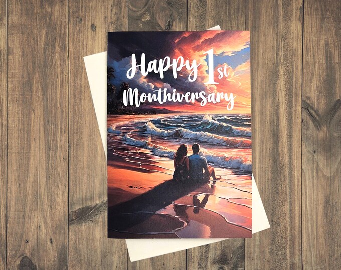 1st Month Anniversary Card, Happy 1st Monthiversary, Monthly ...