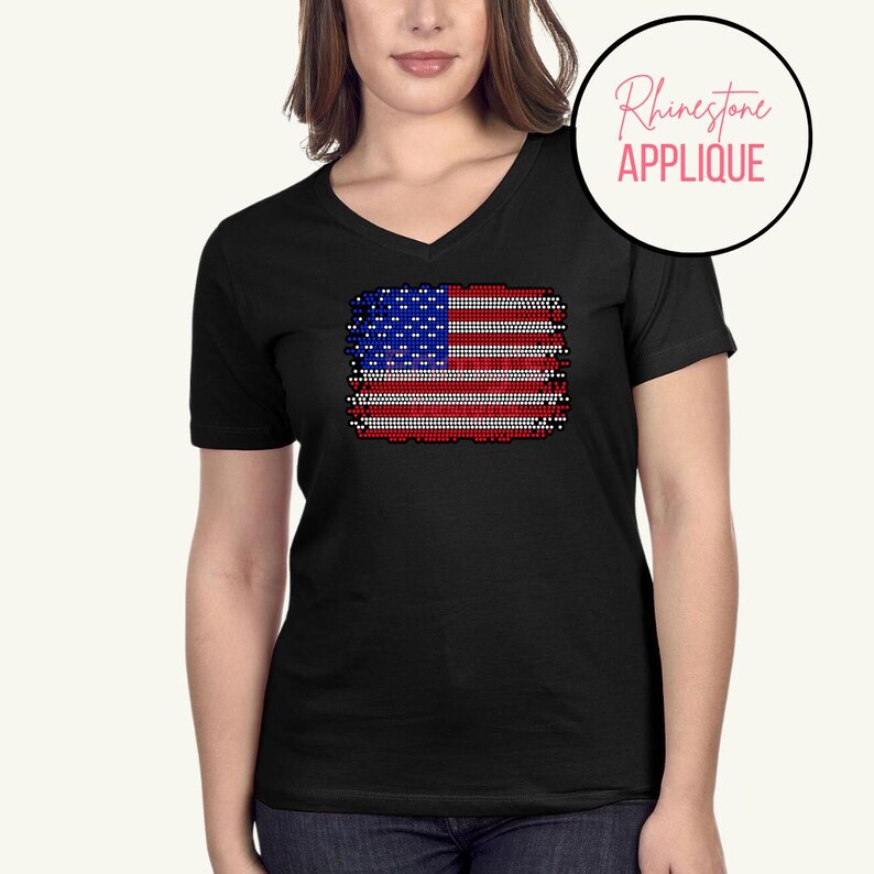 American Flag USA Rhinestone Shirt, USA Rhinestone Flag Shirt ...