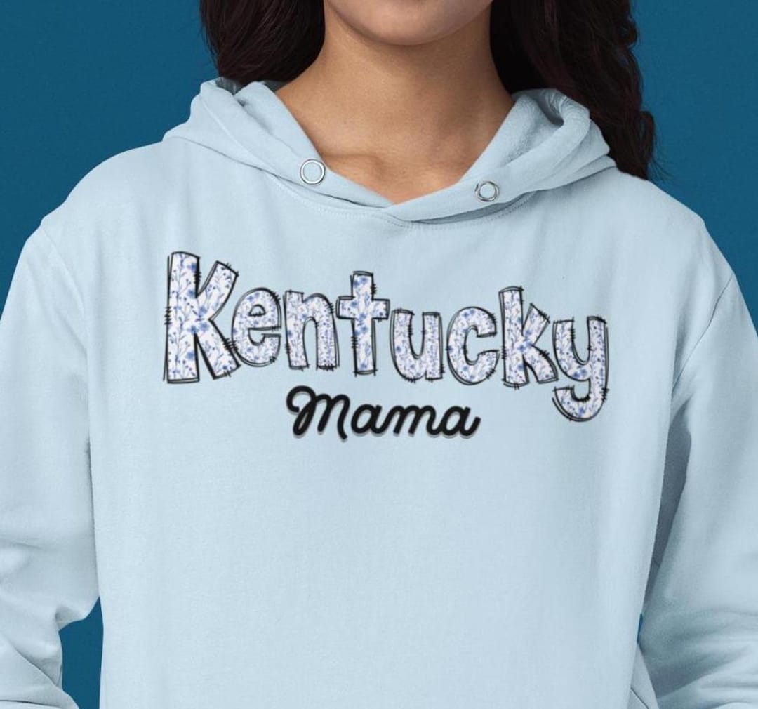 Kentucky Mama Grandmillennial Blue White Letters Hoodie Mom Unisex Sweatshirt, Pullover, Family ...
