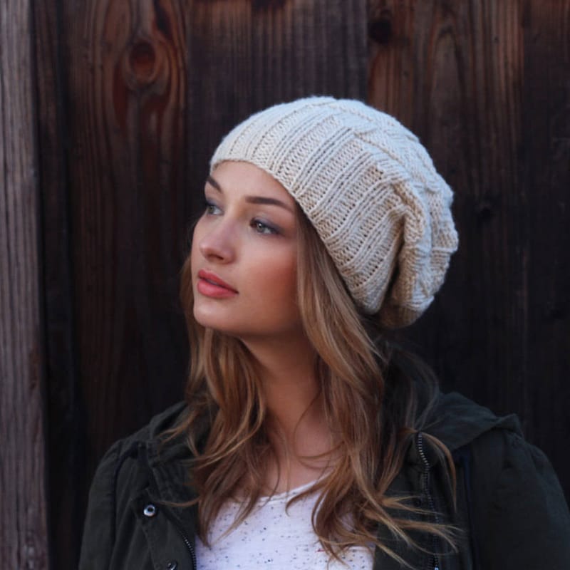 Cream Slouchy Beanie - Etsy