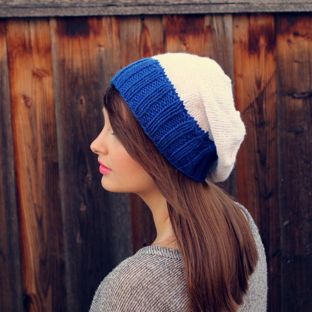 Color Block Beanie. Womens Winter Knit Hat. Knit Slouchy Hat. Slouchy Beanie. Fall Knit Slouch ...
