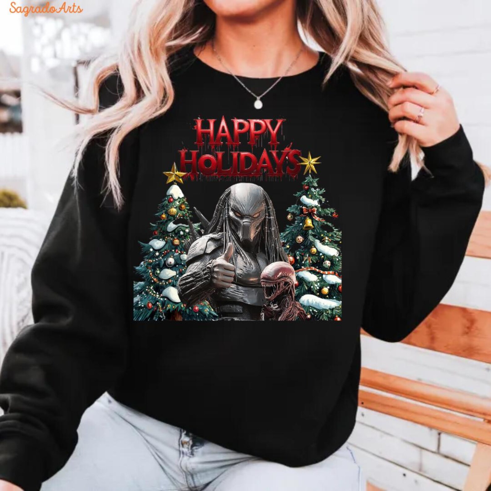 Alien Vs Predator Christmas, Happy Holidays PNG - Etsy