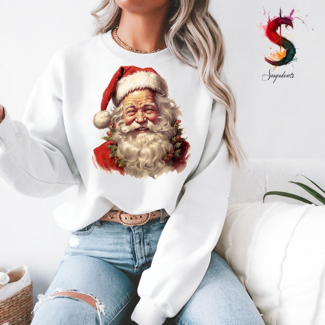 Vintage 1950s Santa Claus PNG Clipart Retro Christmas Santa, Red Hat ...