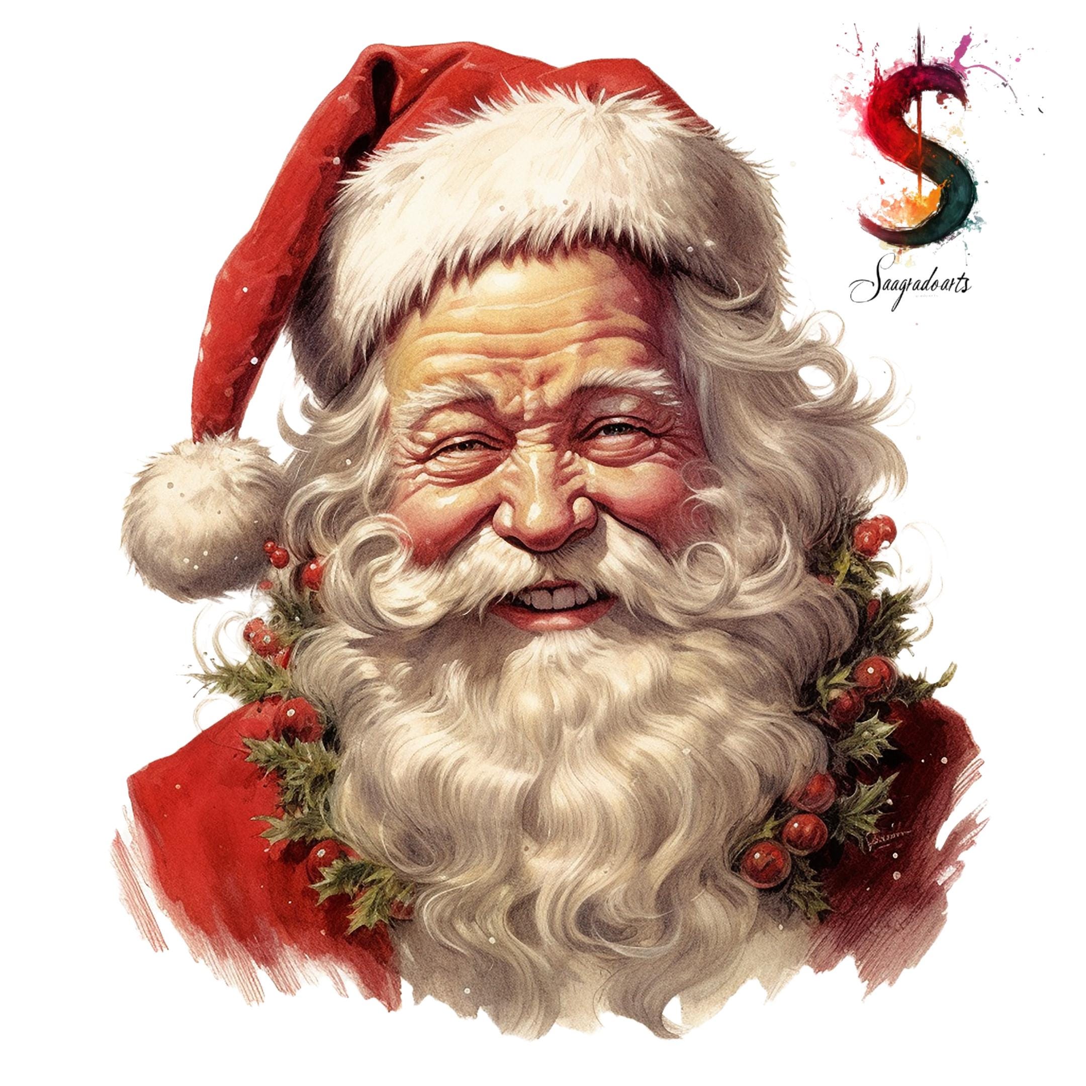 Vintage 1950s Santa Claus PNG Clipart Retro Christmas Santa, Red Hat ...
