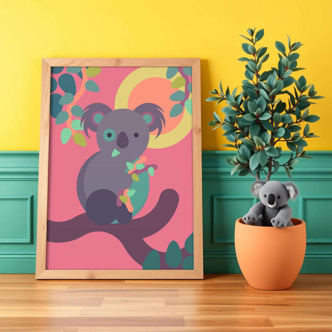 Colorful Koala Print | Modern Nursery, Playroom Wall Art - Etsy