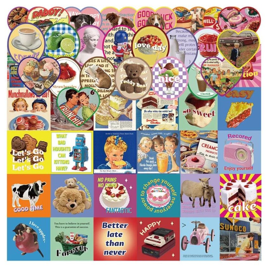 Retro and Vintage Style Assorted Planner Stickers, Vinyl Stickers Pack ...