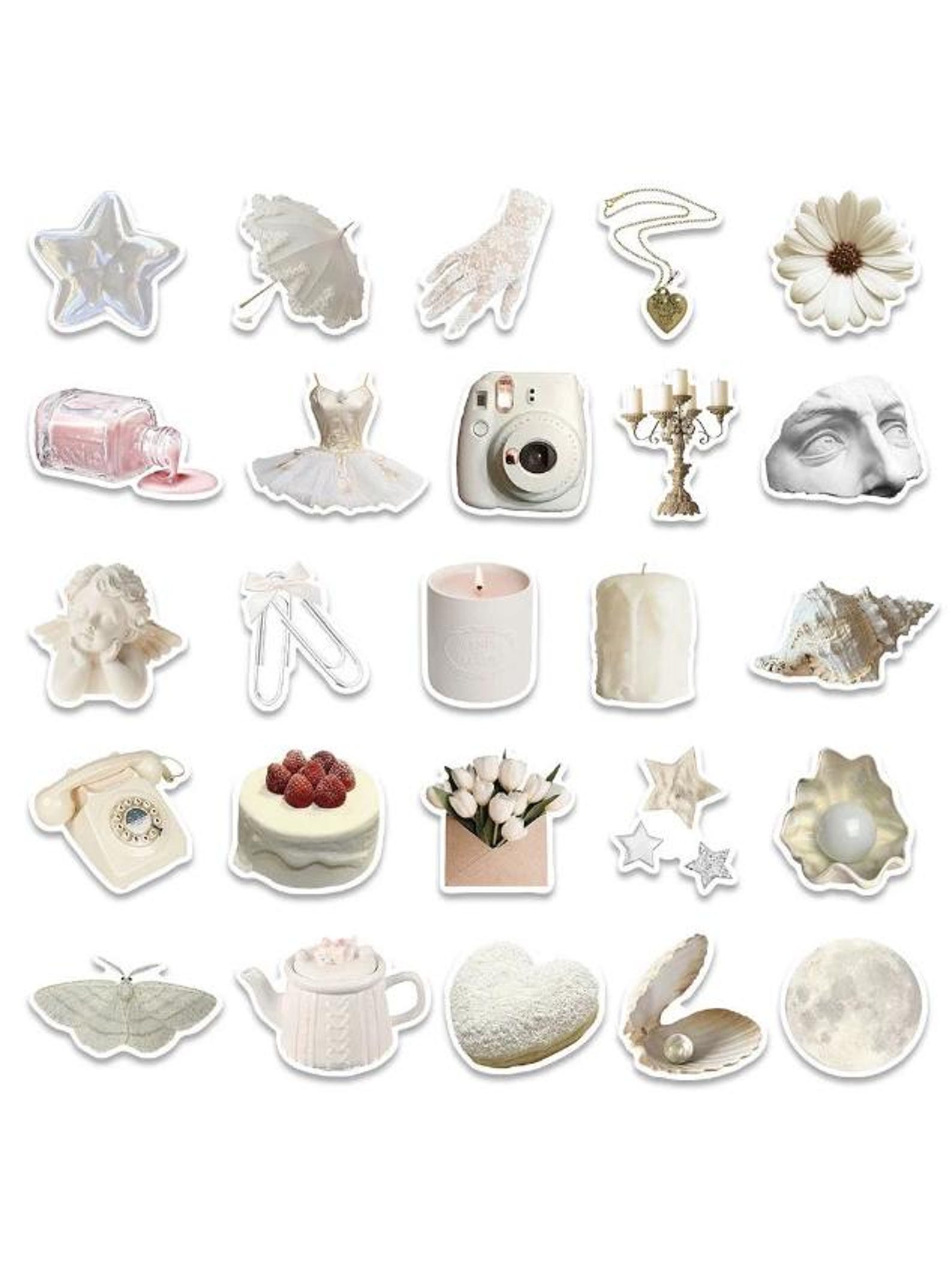 White and Brown Assorted Aesthetic Stickers | Vinyl Sticker Pack ...