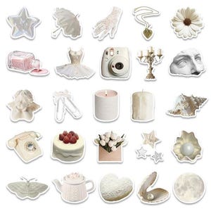 White and Brown Assorted Aesthetic Stickers | Vinyl Sticker Pack ...