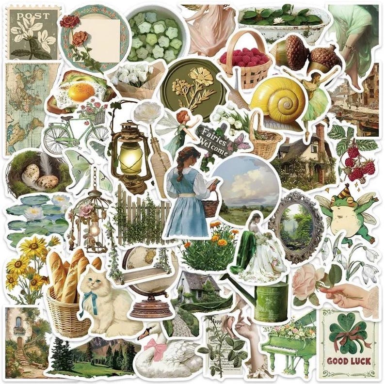 Cottagecore Aesthetic Assorted Stickers | Vinyl Sticker Pack | Vintage ...