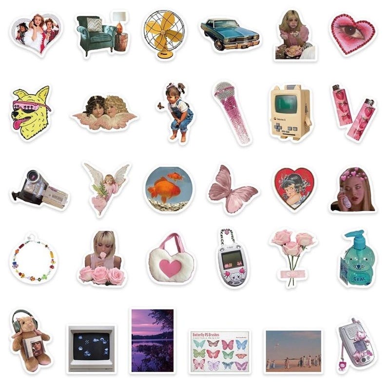 Y2K Assorted Aesthetic Stickers | Vinyl Sticker Pack | Lifestyle - Etsy