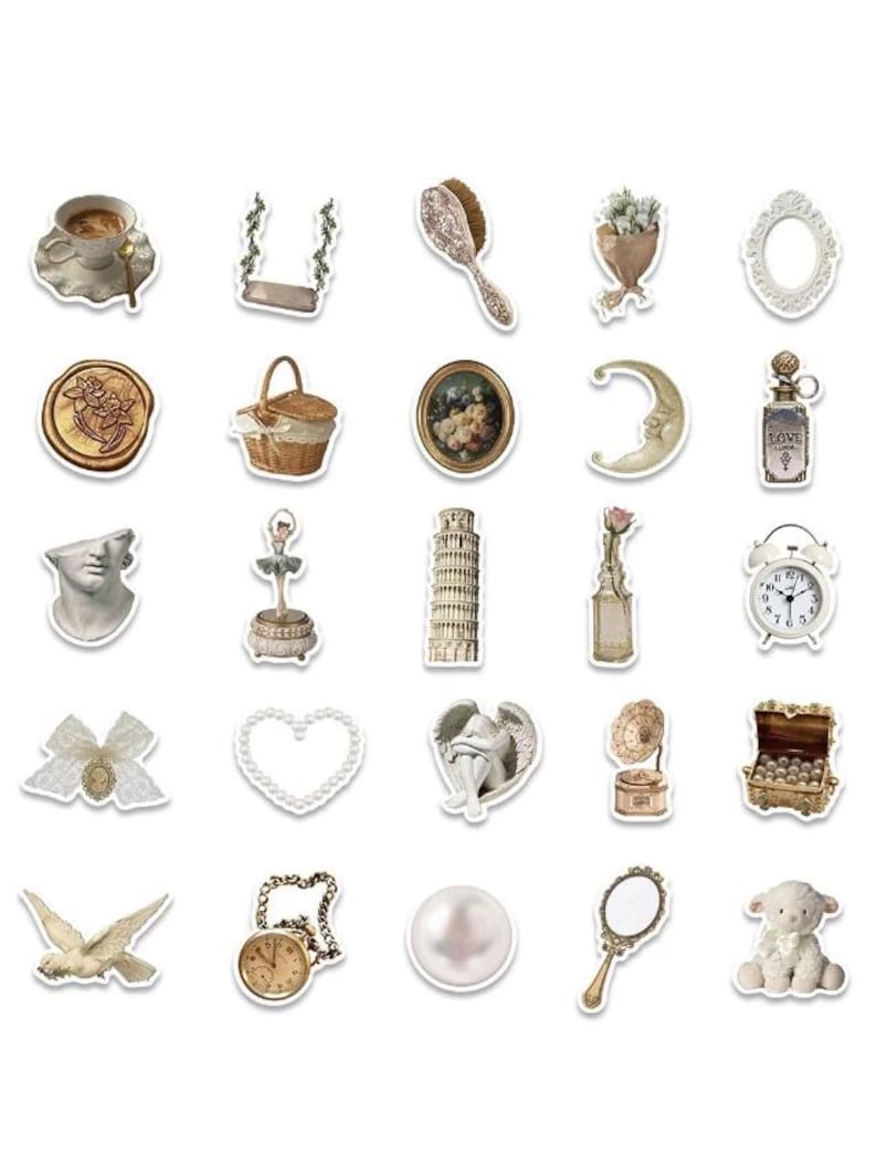 White and Brown Assorted Aesthetic Stickers | Vinyl Sticker Pack ...