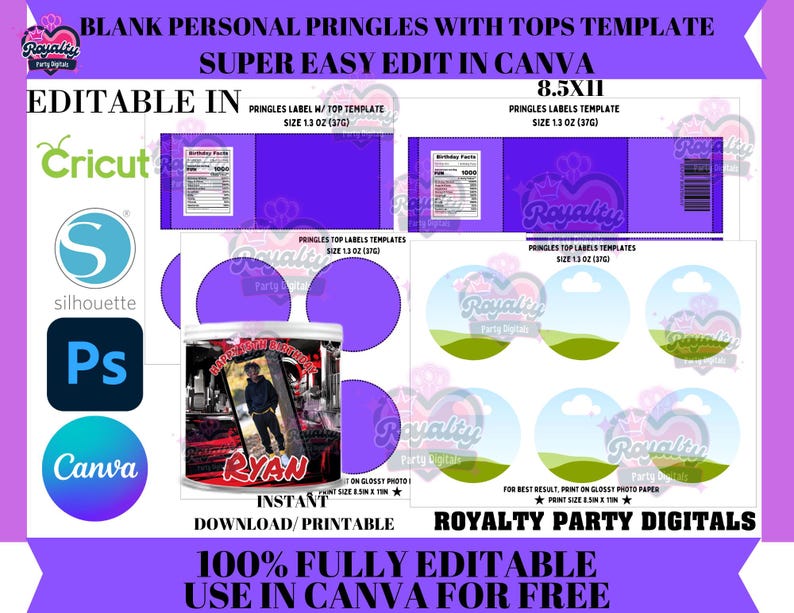 Blank Personal Pringles Template: Printable DIY Party Label (editable ...