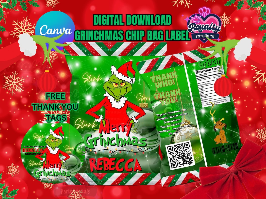 Grinchmas Chip Bags, Grinch Party, Grinchmas Chip Bags, Grinchmas Party ...