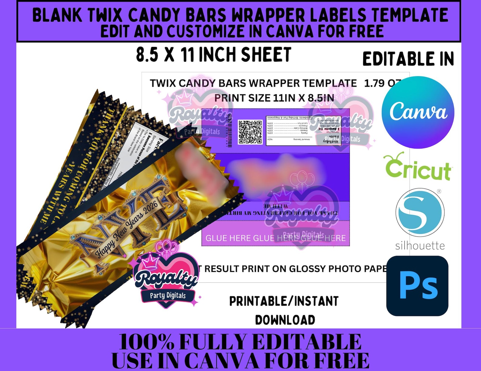 Blank Twix Candy Bars Wrapper Template: Printable DIY Party Label ...