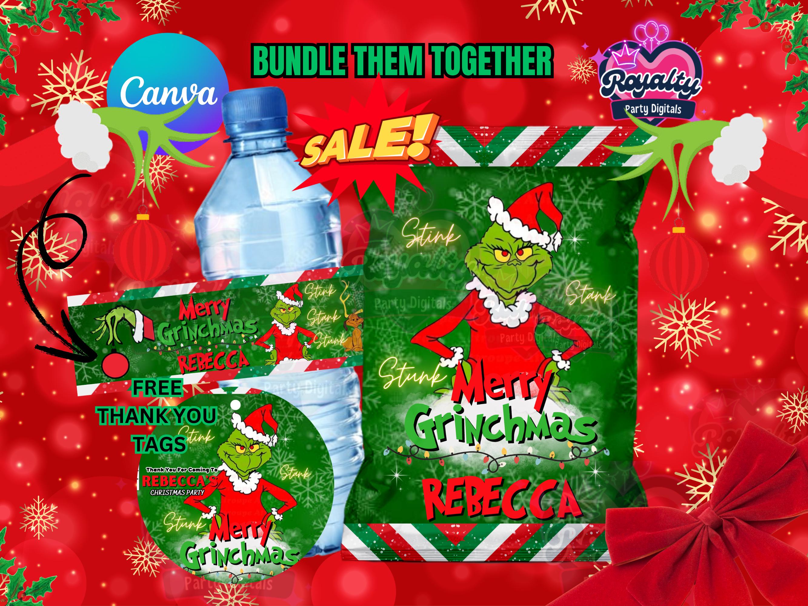 The Grinch Christmas Chip Bag Wrapper Printable, the Grinch Treat Bag ...