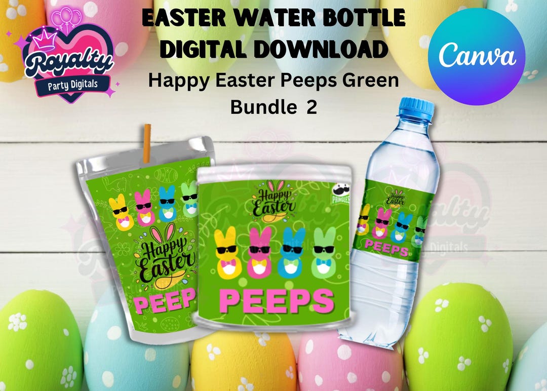 Easter Peeps Bundle Template: Green Party Favor Bundle 2 (canva ...