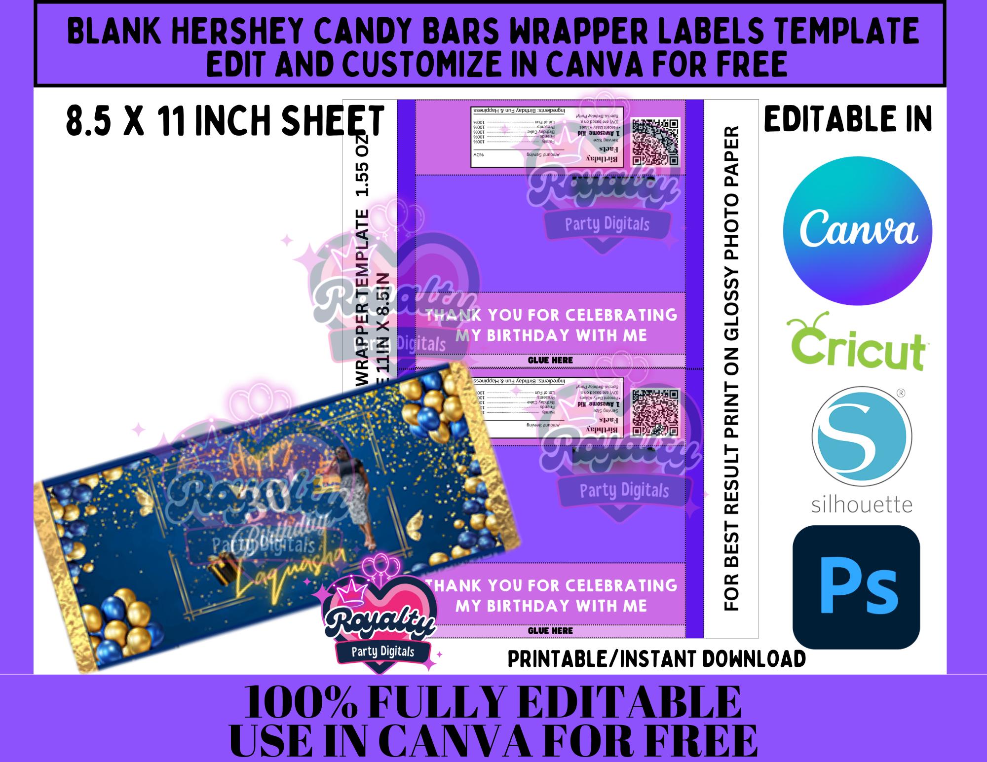 Blank Hershey Candy Bars Wrapper Template: Printable DIY Party Label ...