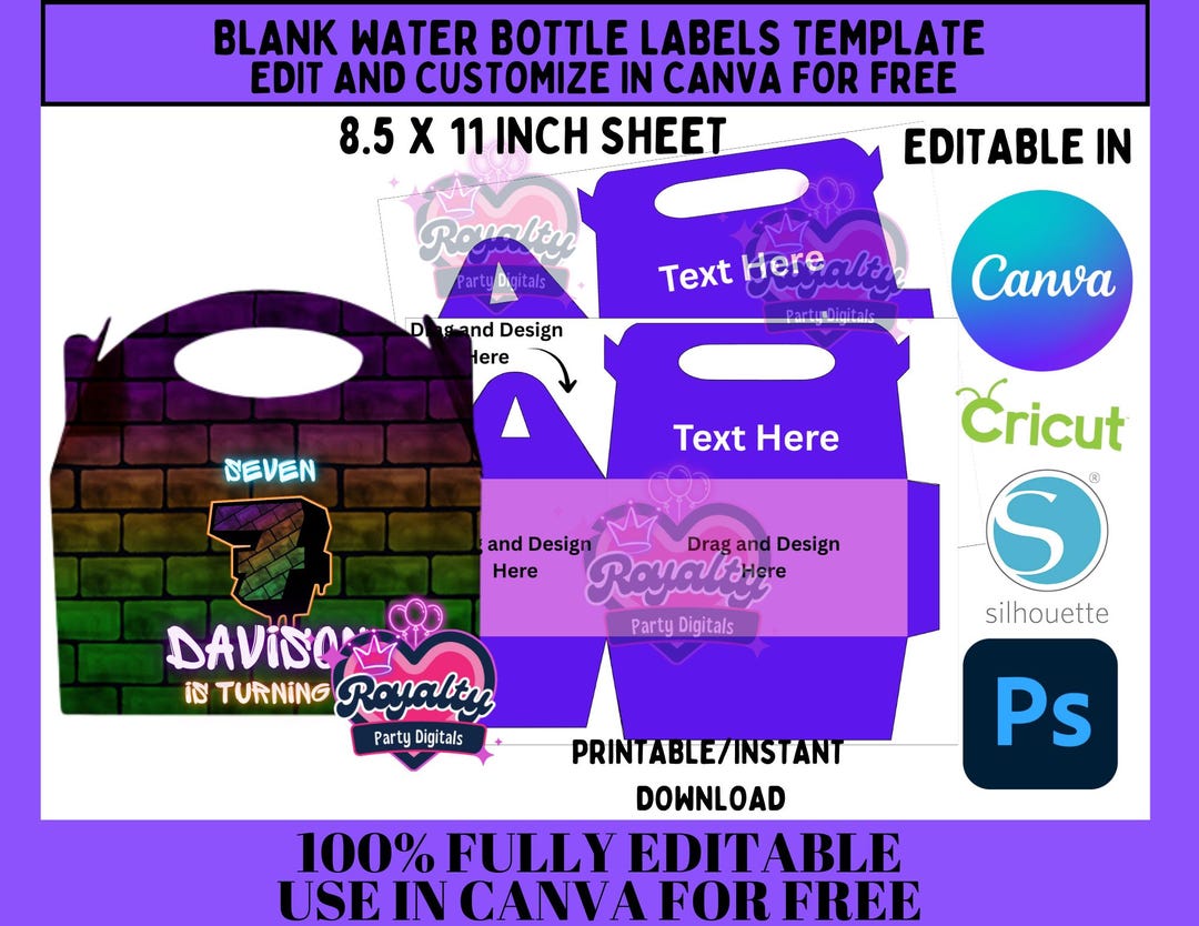 Blank Gable Box Template: Printable DIY Party Box (editable in Canva ...