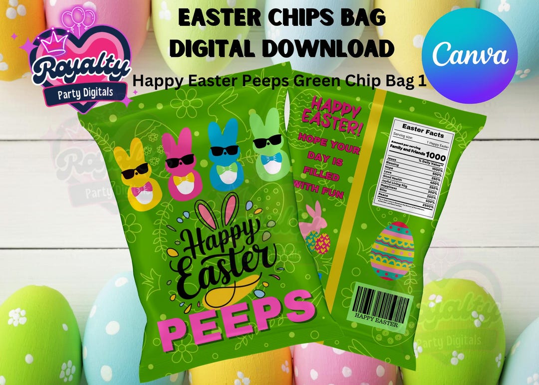 Easter Peeps Chip Bag: Green Party Favor (instant Download) - Etsy