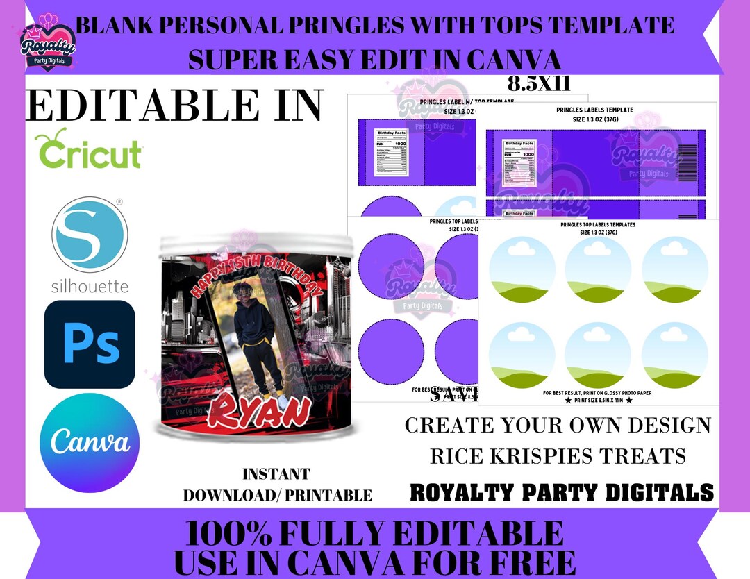 Blank Personal Pringles Template: Printable DIY Party Label (editable ...