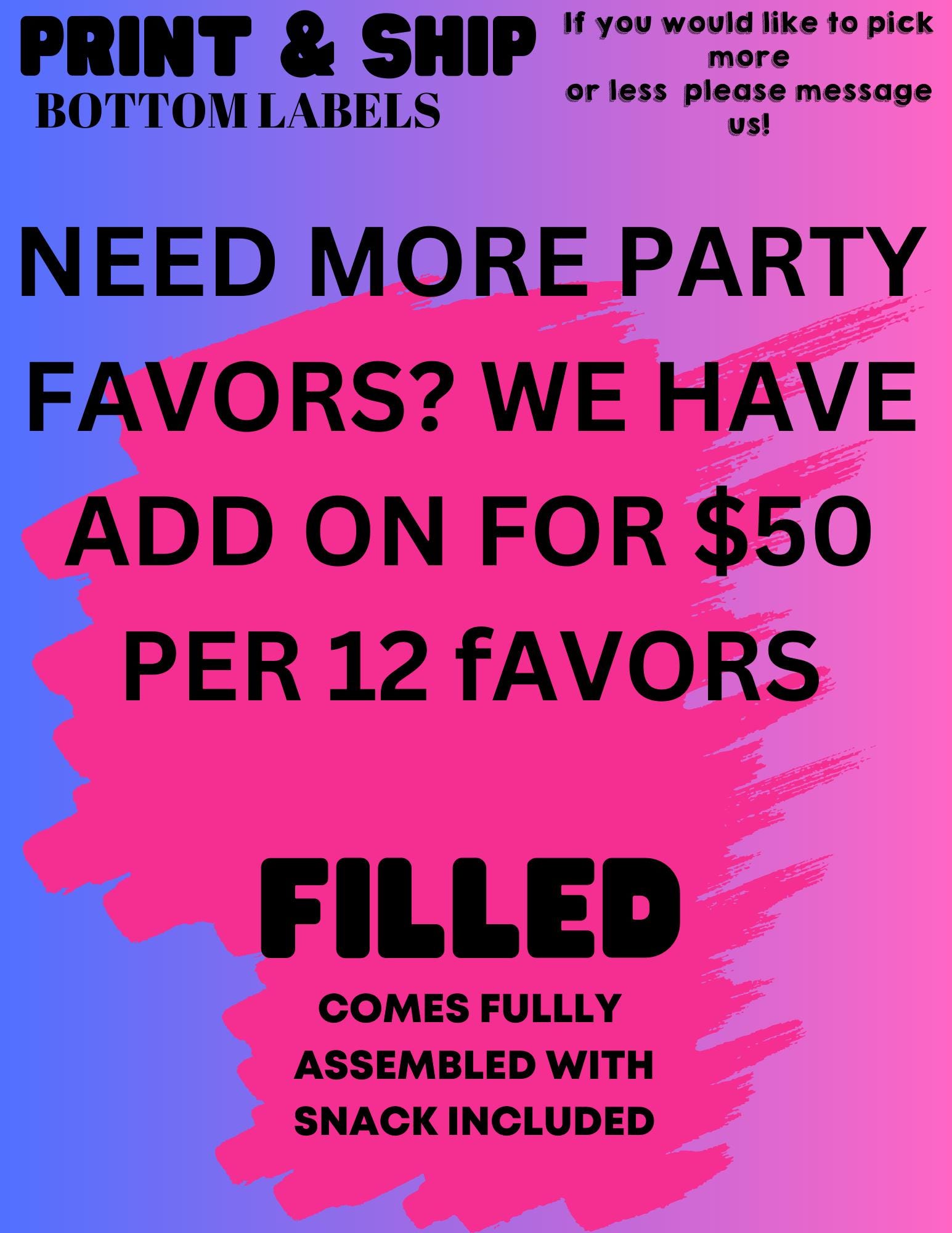 Custom Party Favor Labels Bundle: Chip Bags, Treats, Juice Pouches - Etsy