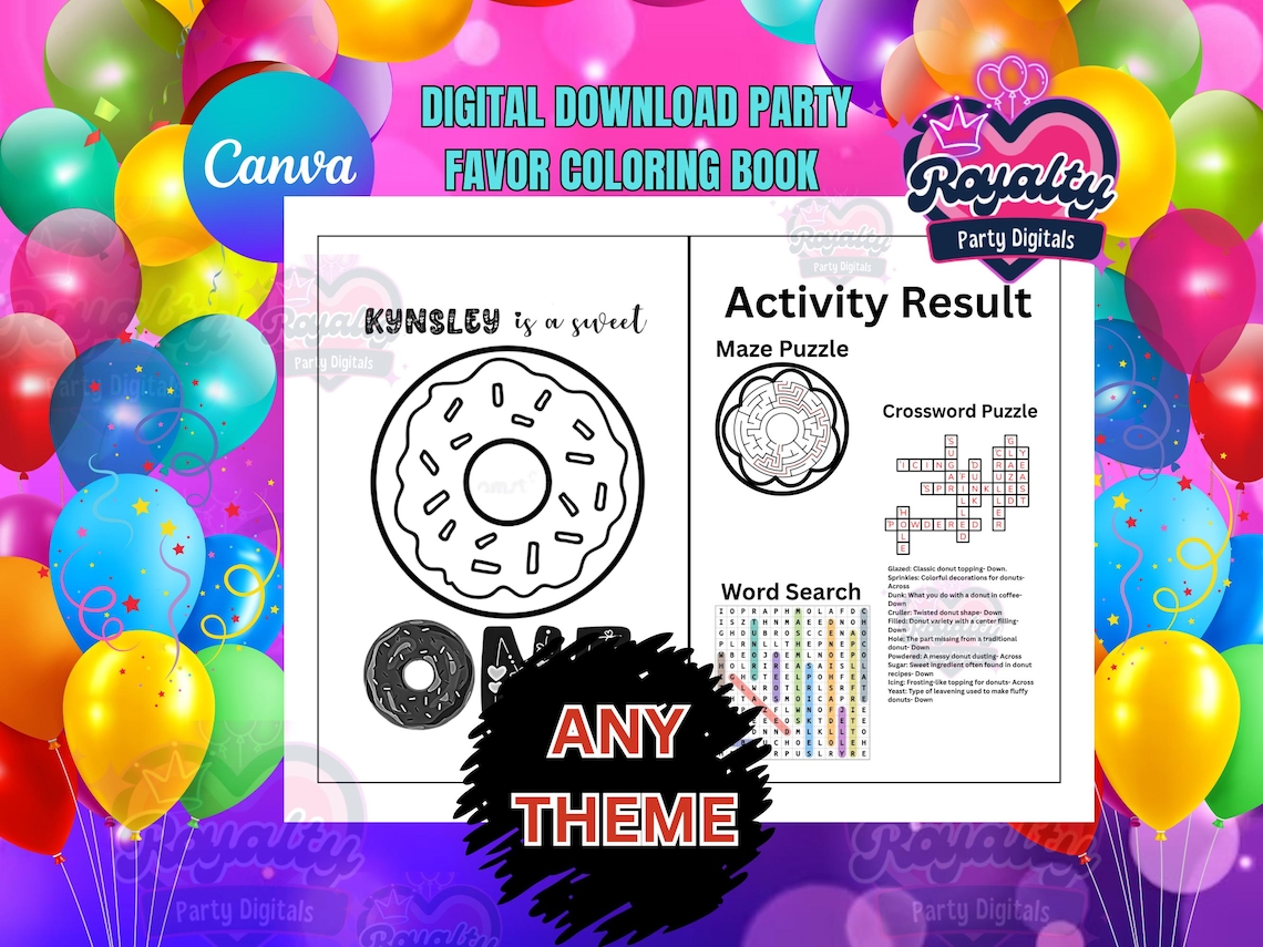 Custom Birthday Coloring Book Party Favors: Any Theme (digital Download ...
