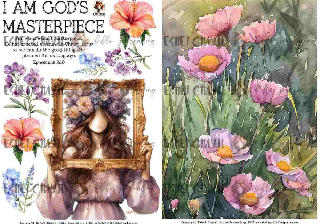 I Am God’s Masterpiece - Bible Journaling Printable, Faith Based Art ...