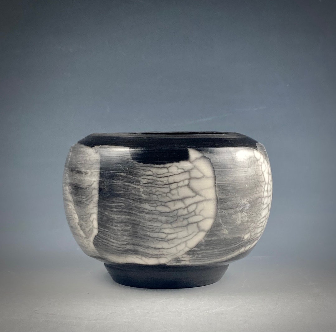 Black and Gray Naked Raku Decorative Vase - Etsy