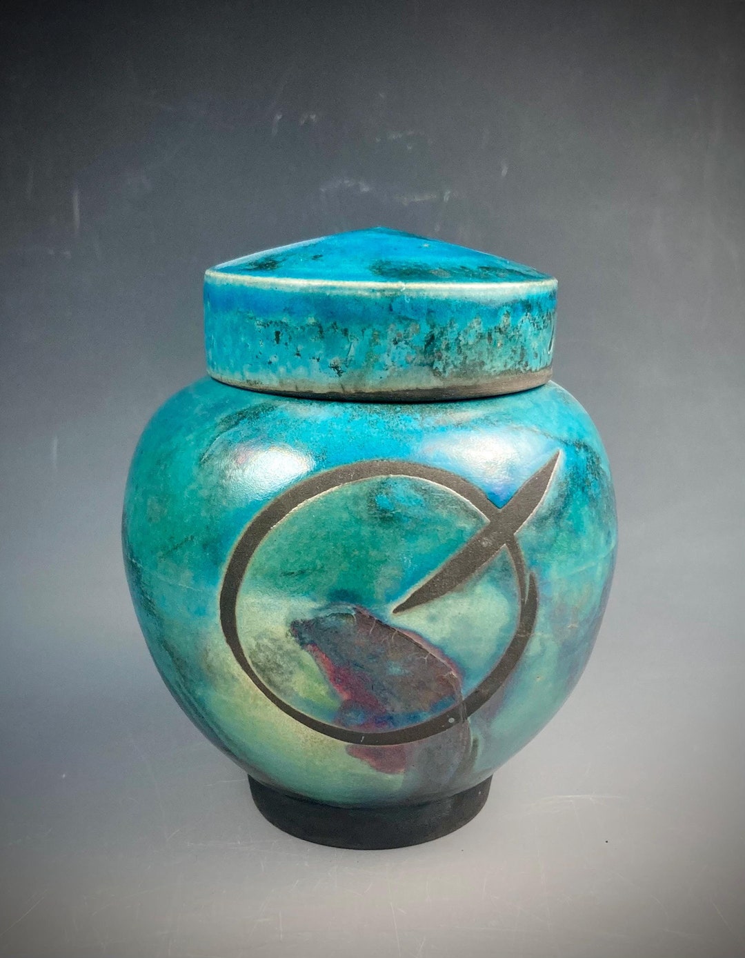 Turquoise Copper Green Ceramic Pet Urn, Keepsake Urn, Raku - Etsy