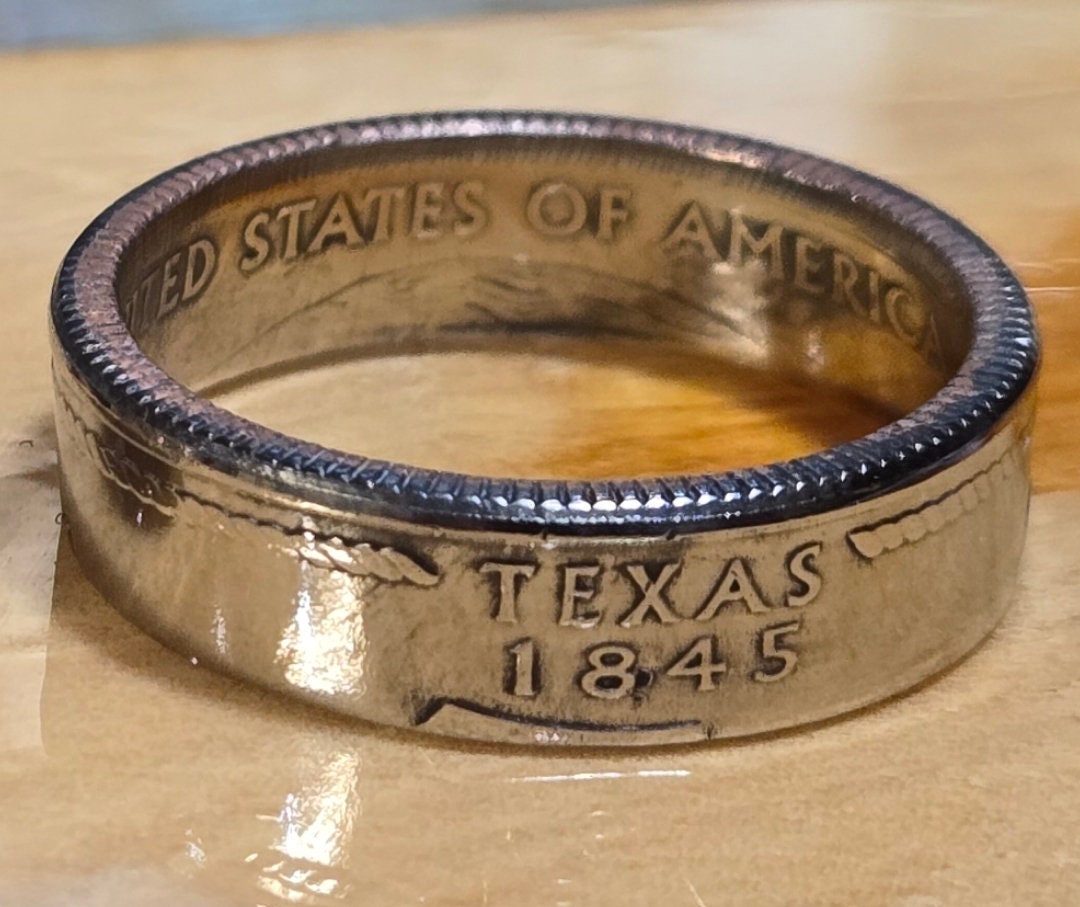 Texas State Quarter Ring, United States of America Custom Size Coin ...