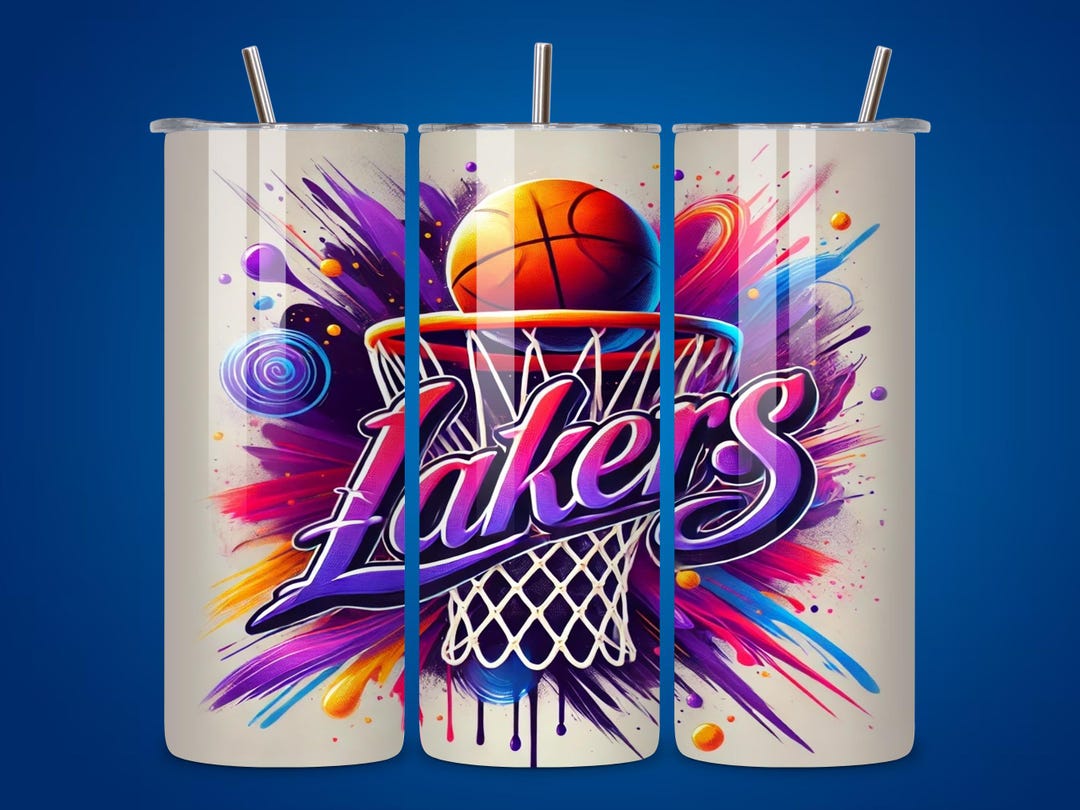 Basketball Lakers 20oz Skinny Tumbler Wrap PNG, Sport Mascot Tumbler ...