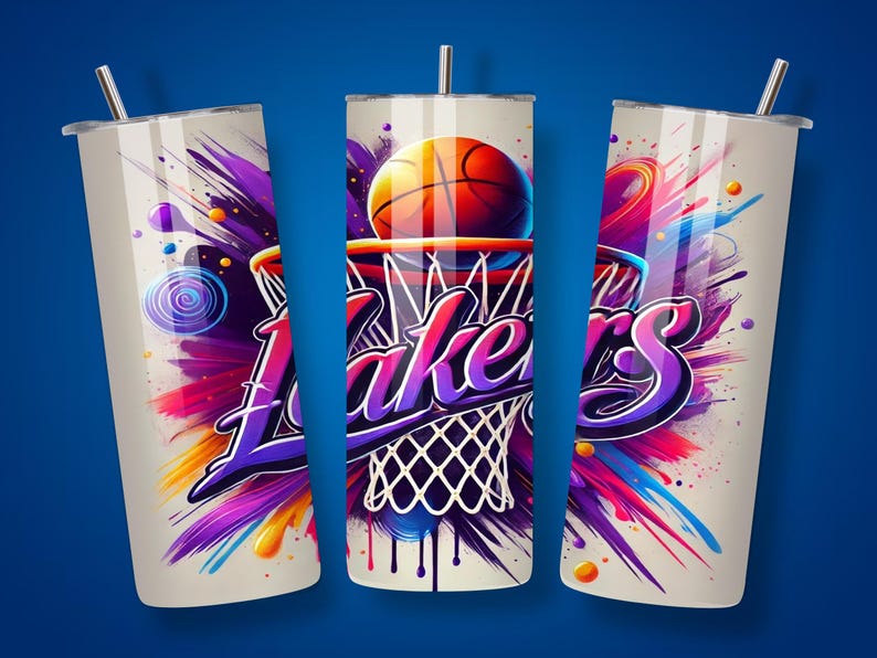 Basketball Lakers 20oz Skinny Tumbler Wrap PNG, Sport Mascot Tumbler ...